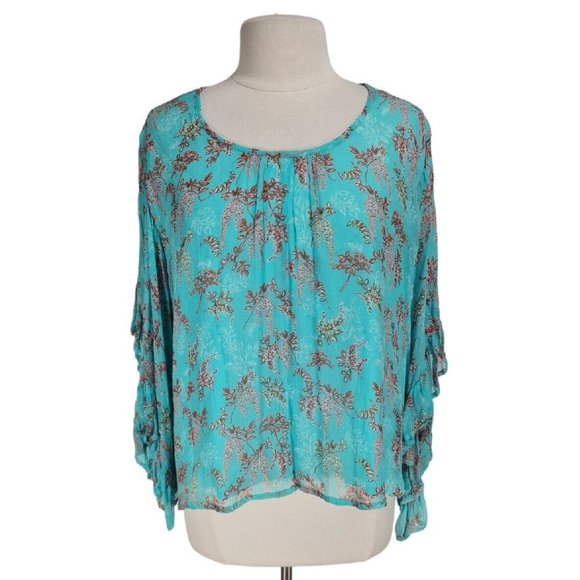 Sundance | Tops | Sundance Womens Tunic Top Petti Pxl Blue Floral Sheer ...